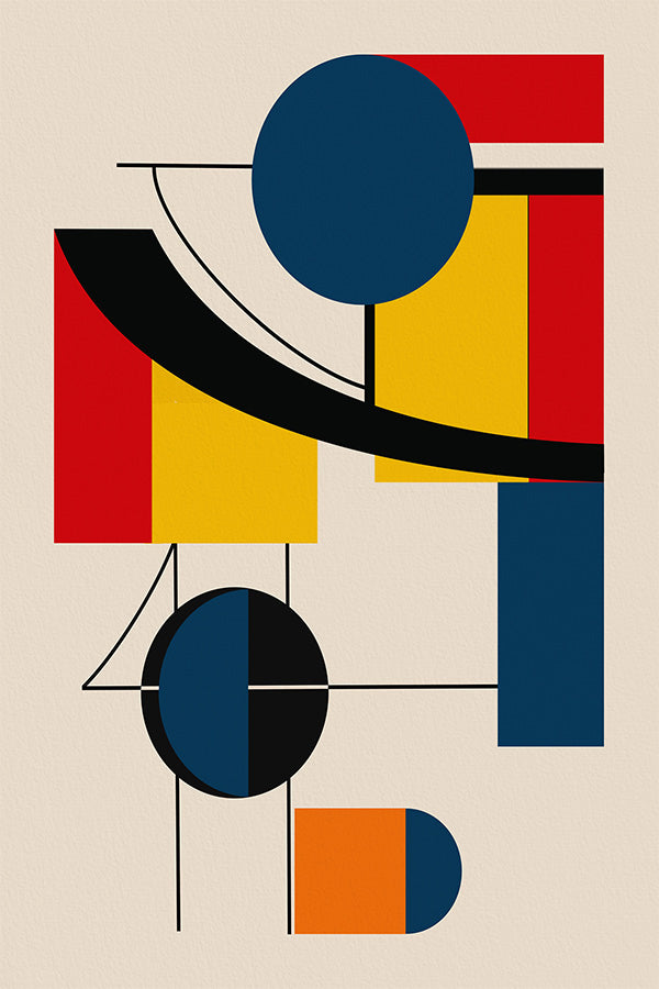 Geometric Shapes In Bold Primary Colors|Canvas Print Poster Wall Art