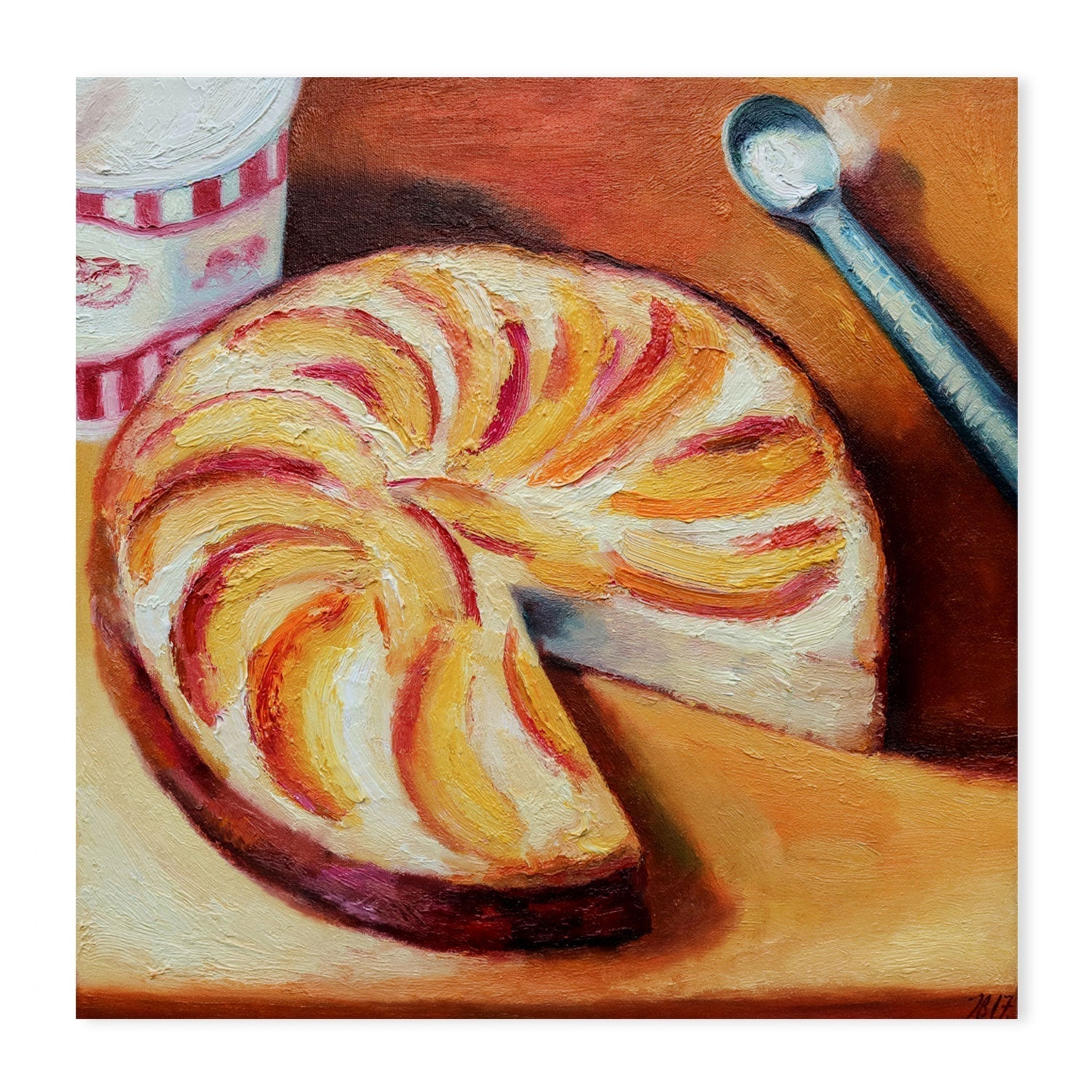 Peach Cake And Ice Cream , By Ieva Baklane |Fine Art Print Poster