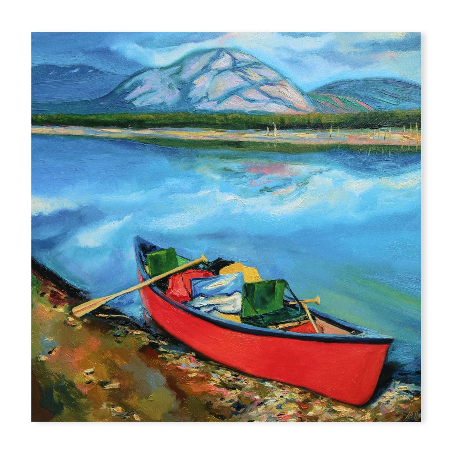 Red Canoe , By Ieva Baklane |Fine Art Print Poster Canvas Framed