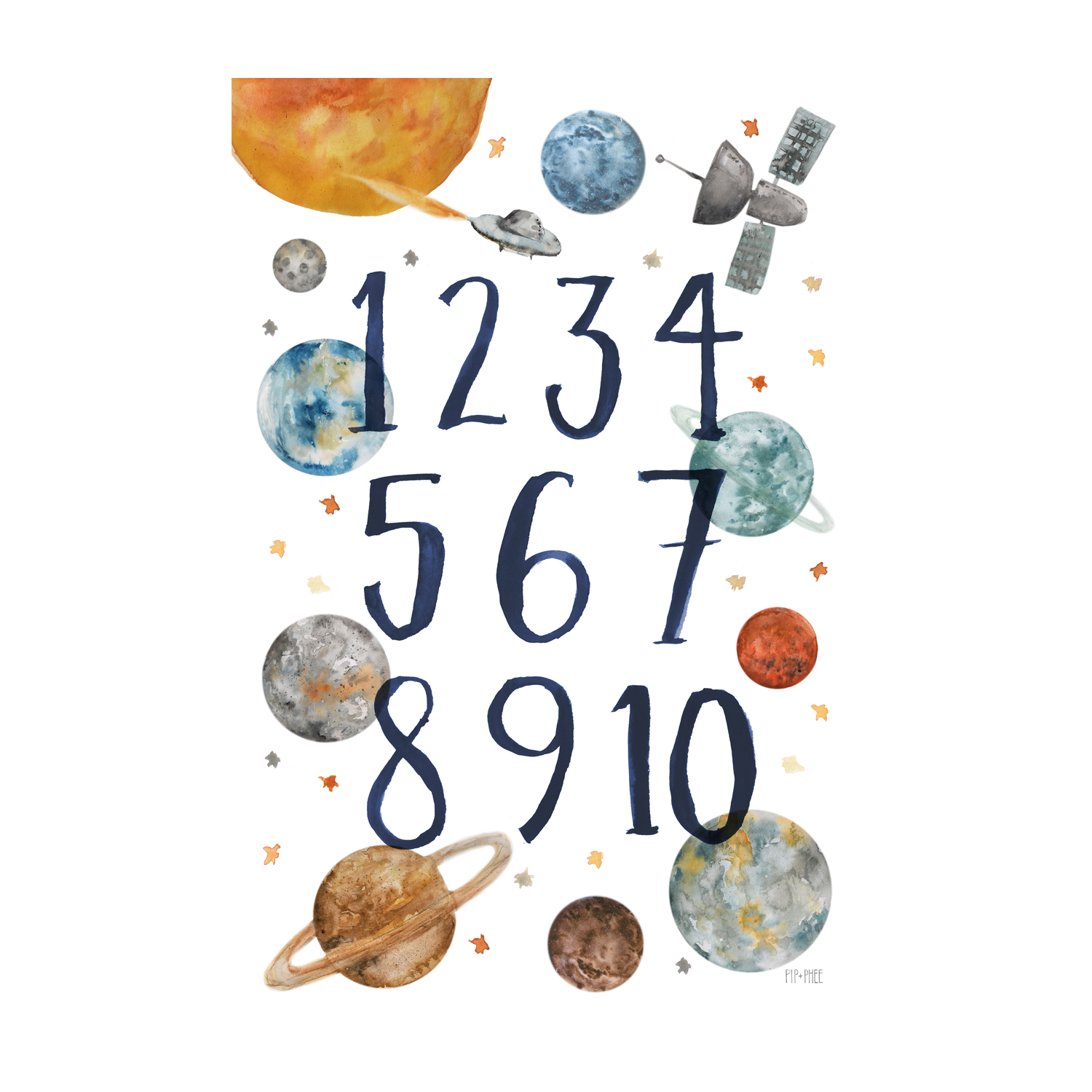 Space Numbers|Canvas Print Poster Wall Art | By Pip and Phee