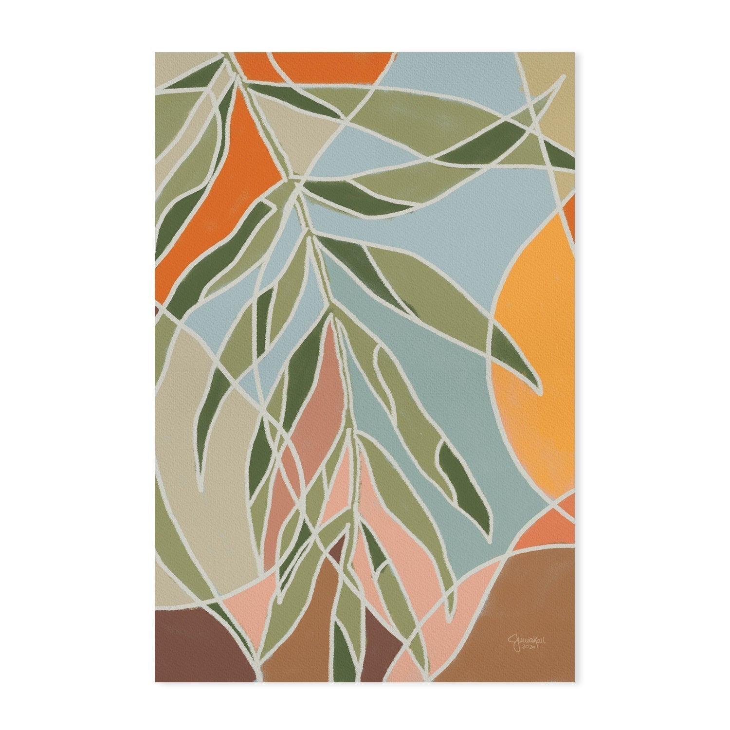 Bungalow Palm , By Junia Kall |Fine Art Print Poster Canvas Framed