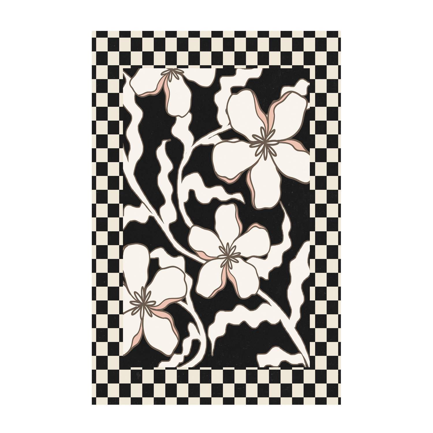 Checker Floral, Style F|Canvas Print Poster Wall Art | By Nina Blue