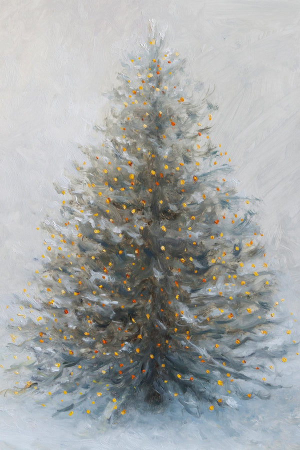 Christmas Tree In Snow|Canvas Print Poster Wall Art | By Plus X Studio