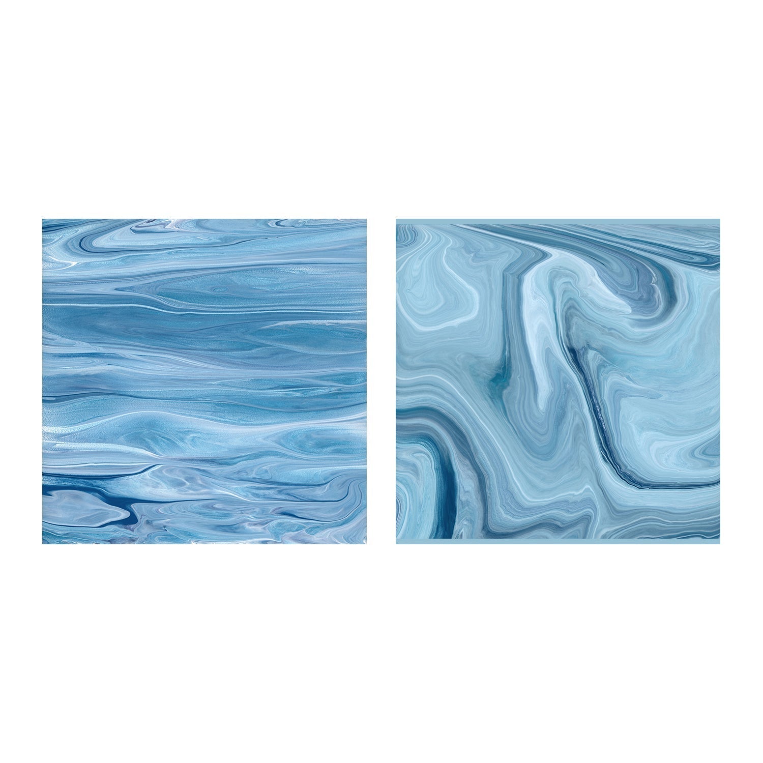 Cool Blue , Style A & B, Set Of 2|Canvas Print Poster Wall Art | By