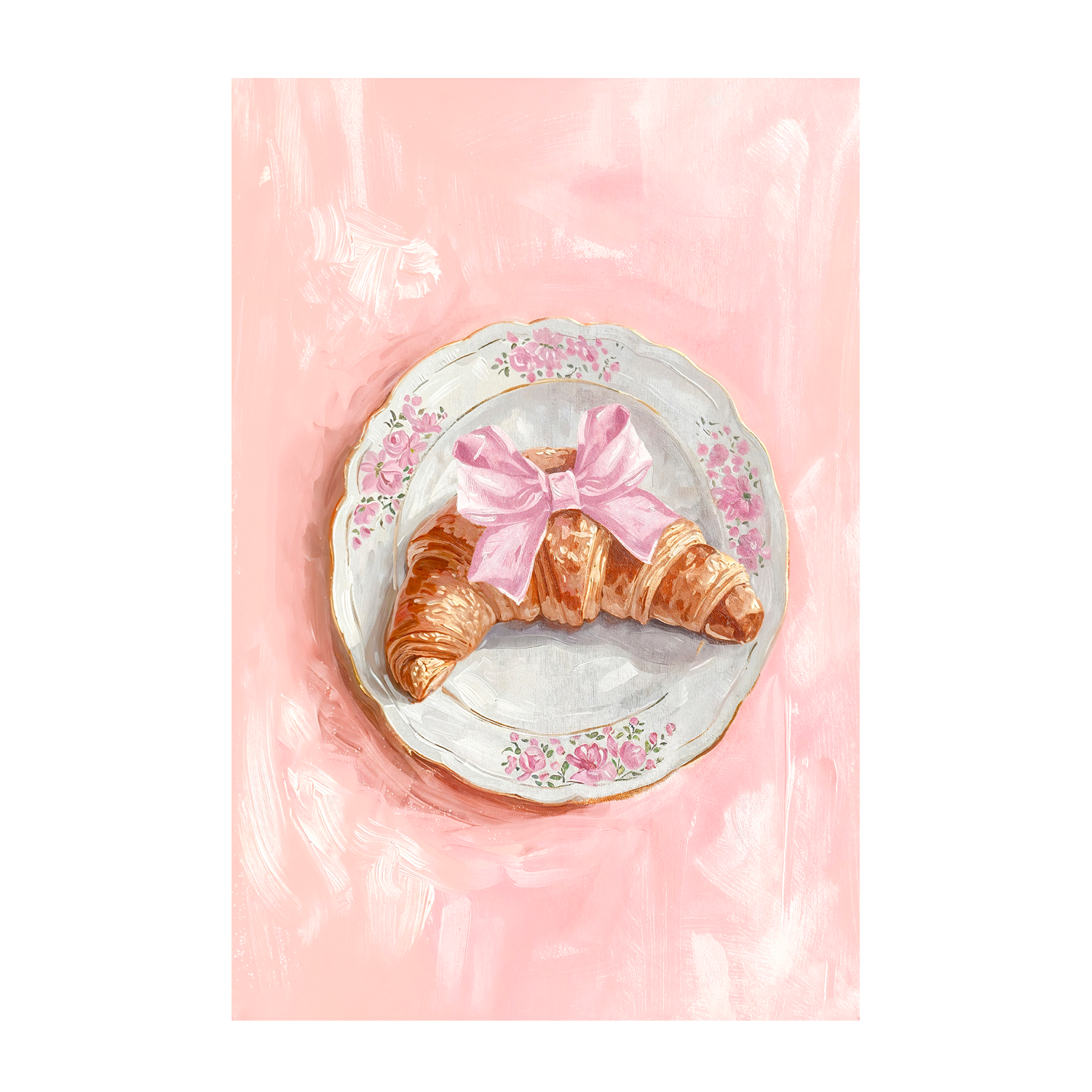 Croissant, Style B , By Lady Hana |Fine Art Print Framed Canvas Framed