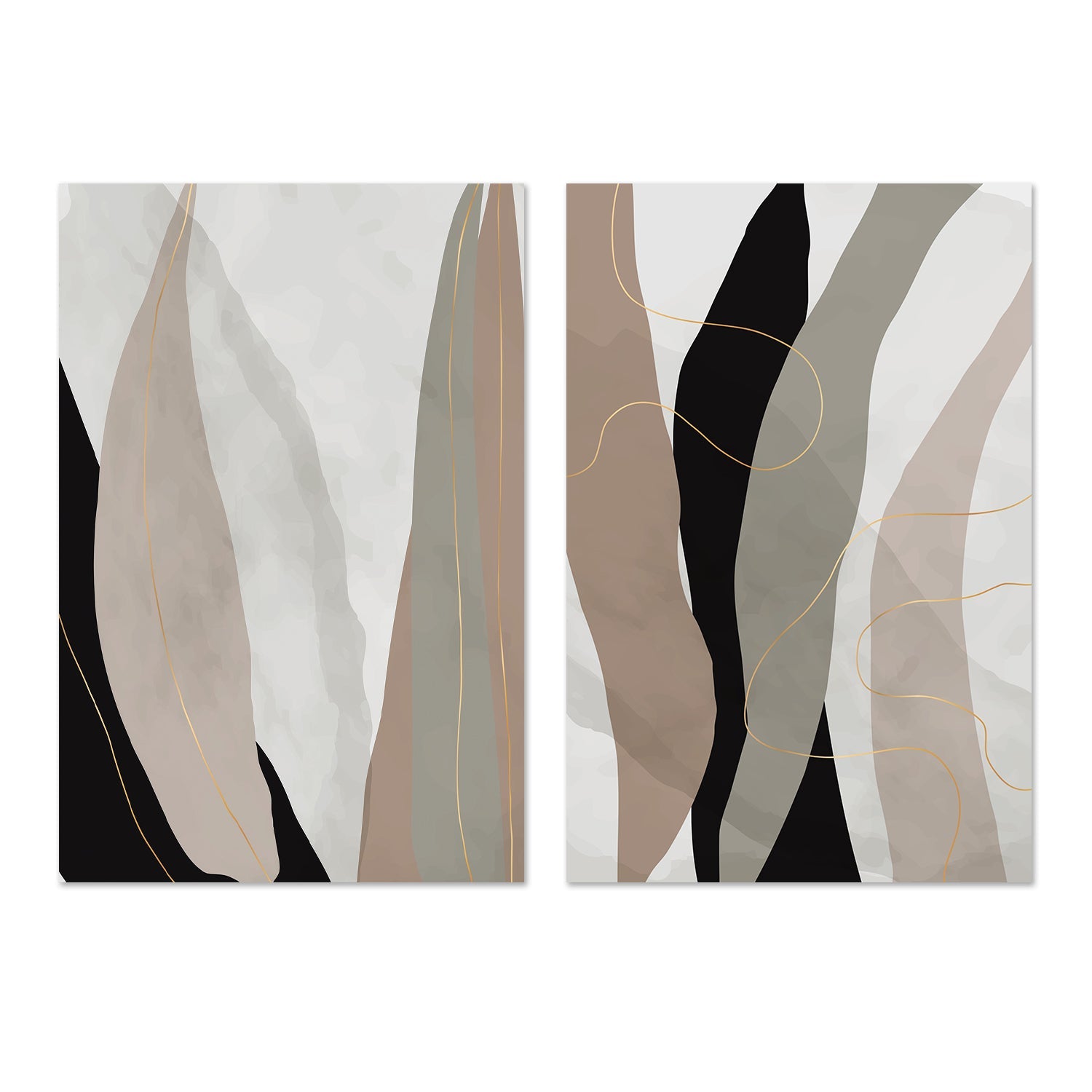 Earthy Leaves, Style A & B, Set of 2 |Fine Art Print Poster Canvas