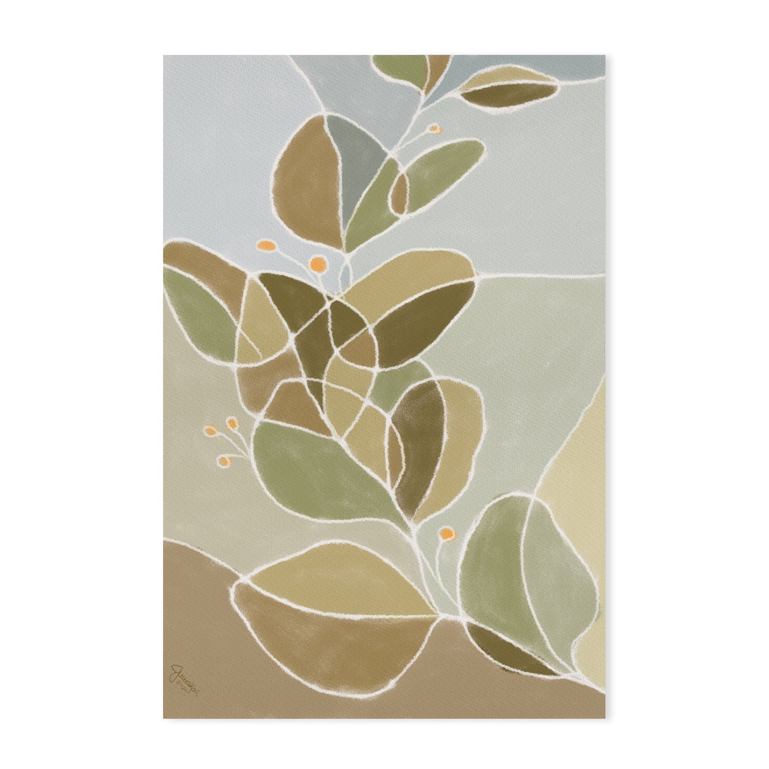 Eucalyptus , By Junia Kall |Fine Art Print Poster Canvas Framed