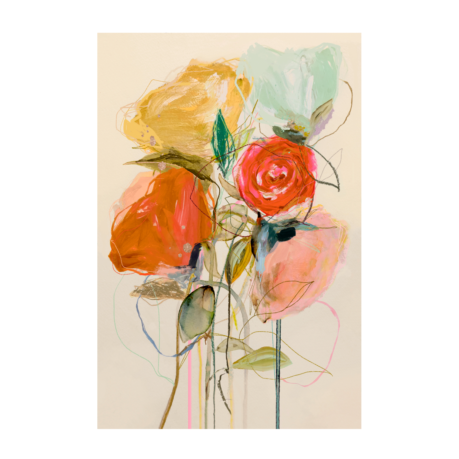 Fire And Gold , By Leigh Viner |Fine Art Print Framed Canvas Framed