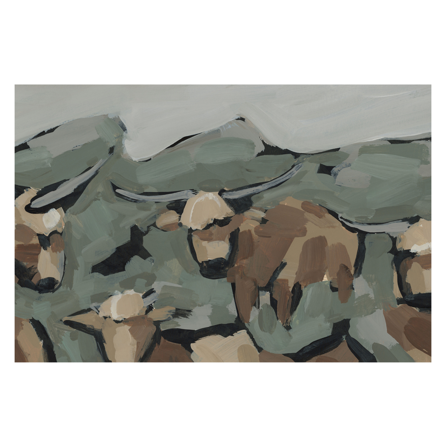 Highland Cows, Style B , By Emily Wood |Fine Art Print Poster Canvas