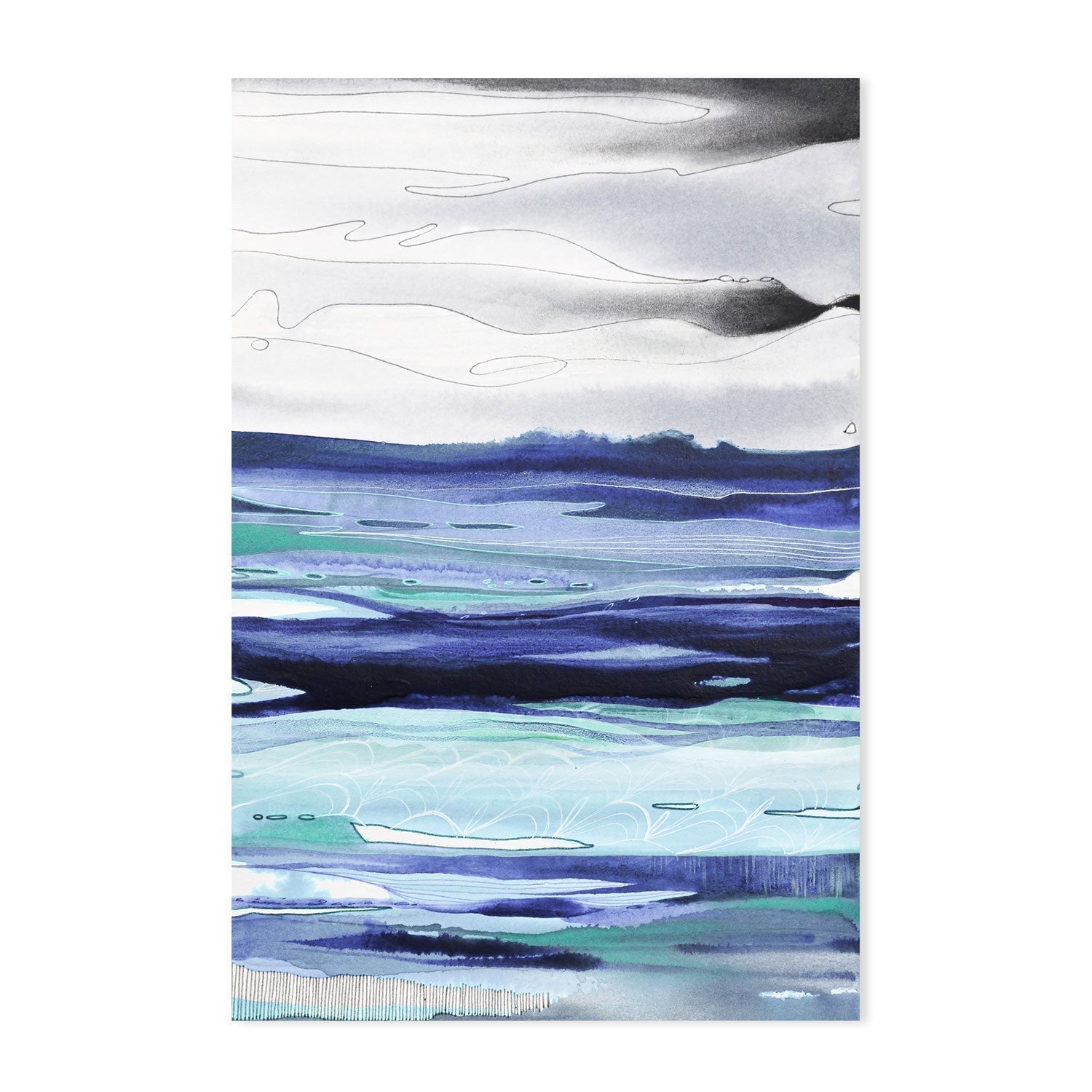 Into The Blue , By Sarah Carlton Art |Fine Art Print Poster Canvas