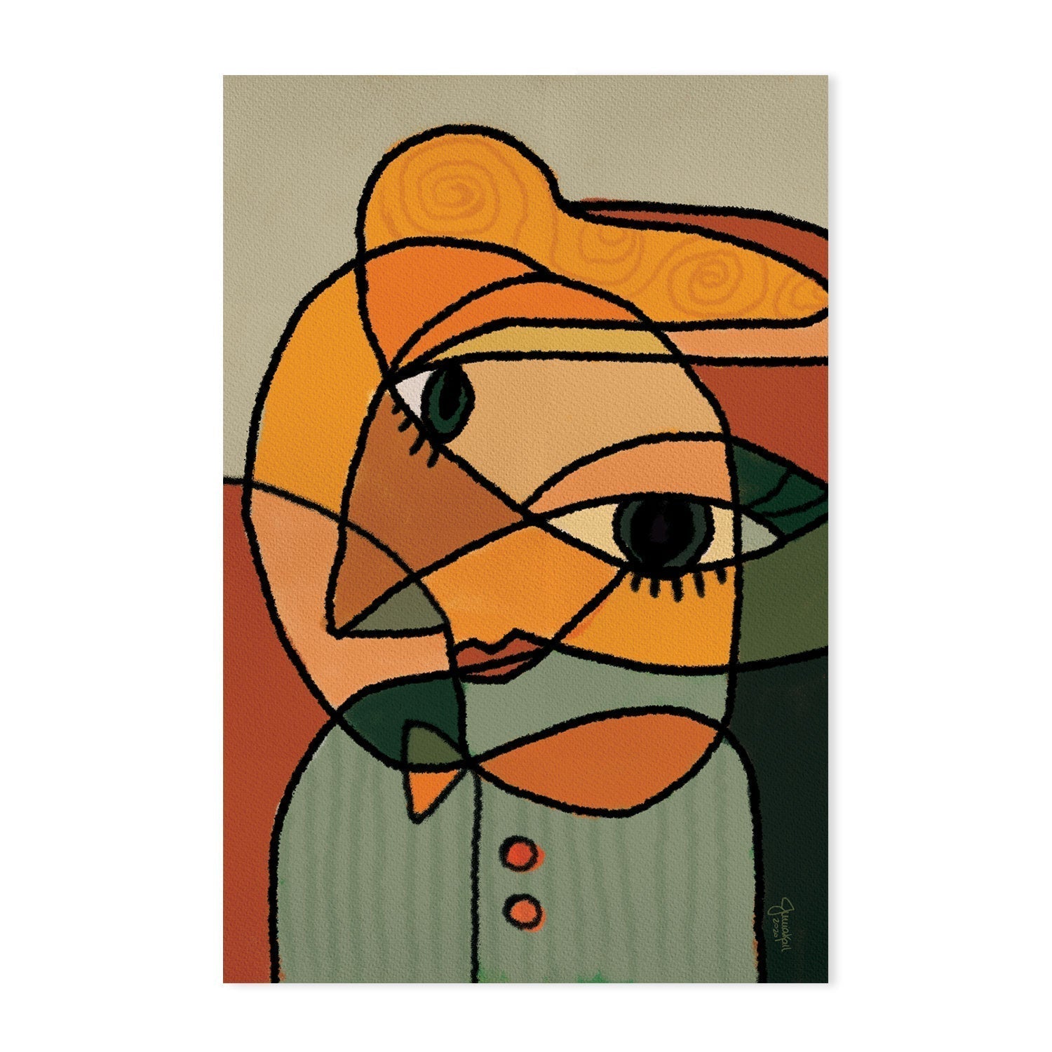 Modern Charles , By Junia Kall |Fine Art Print Poster Canvas Framed