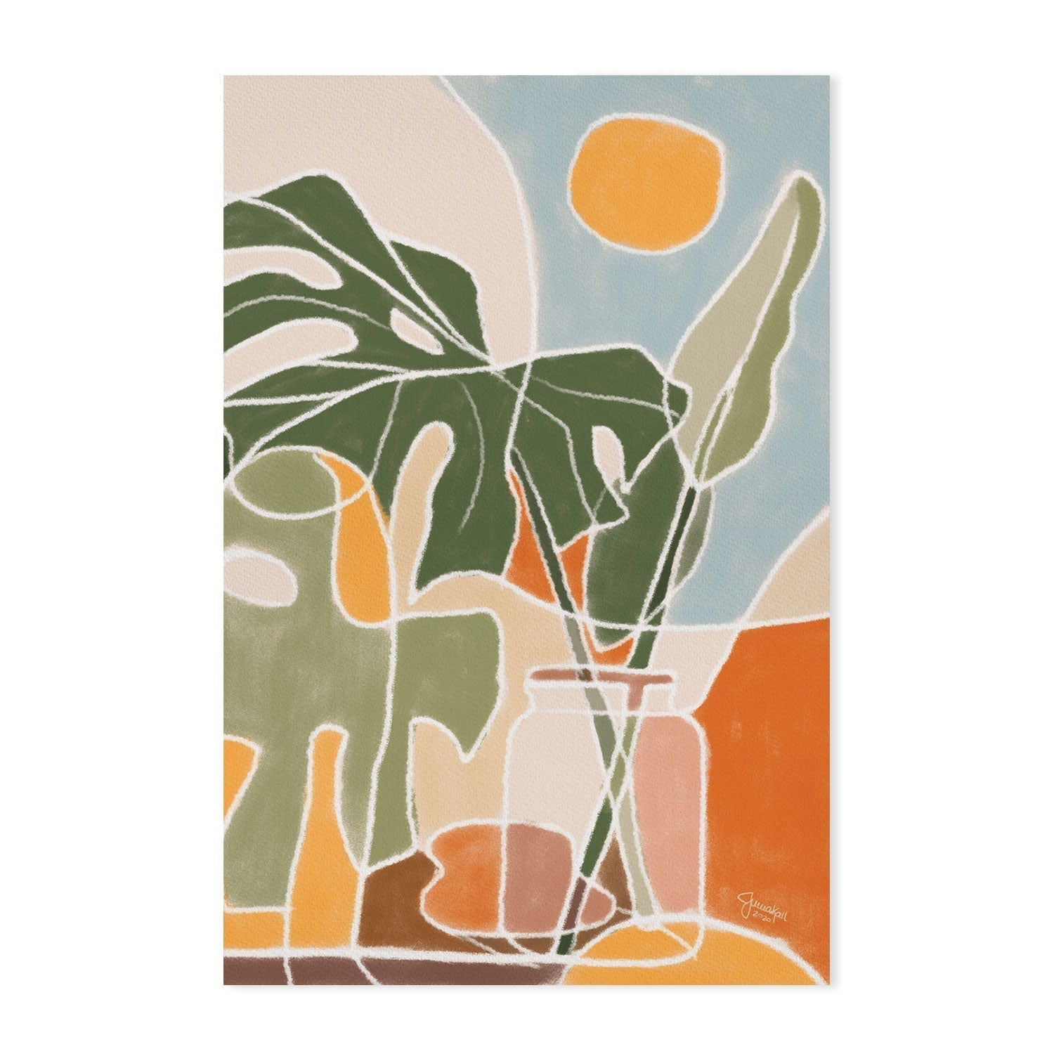 Monstera , By Junia Kall |Fine Art Print Poster Canvas Framed
