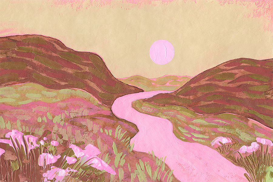 Pink River|Canvas Print Poster Wall Art | By Ekaterina Prisich