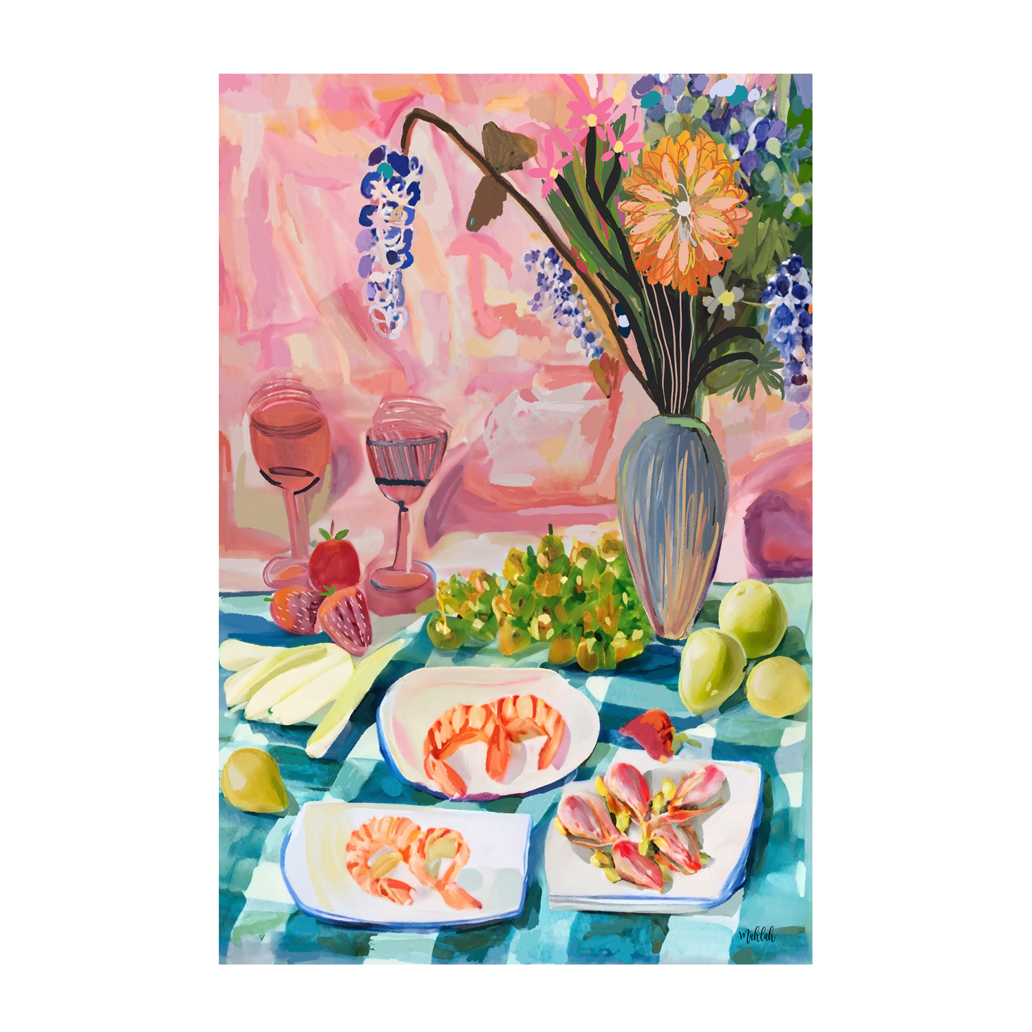 Prawn Lunch , By Inkheart Designs |Fine Art Print Poster Canvas Framed