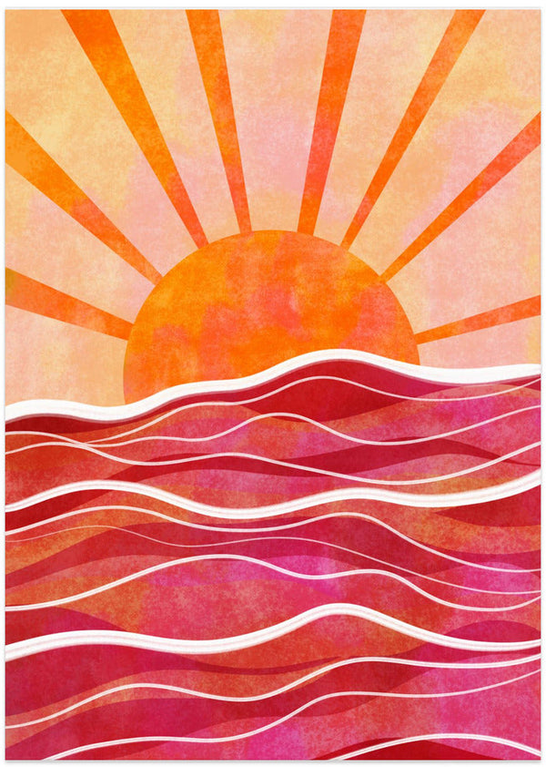 Sea Sunset Pink|Canvas Print Poster Wall Art | By Emelie Maria