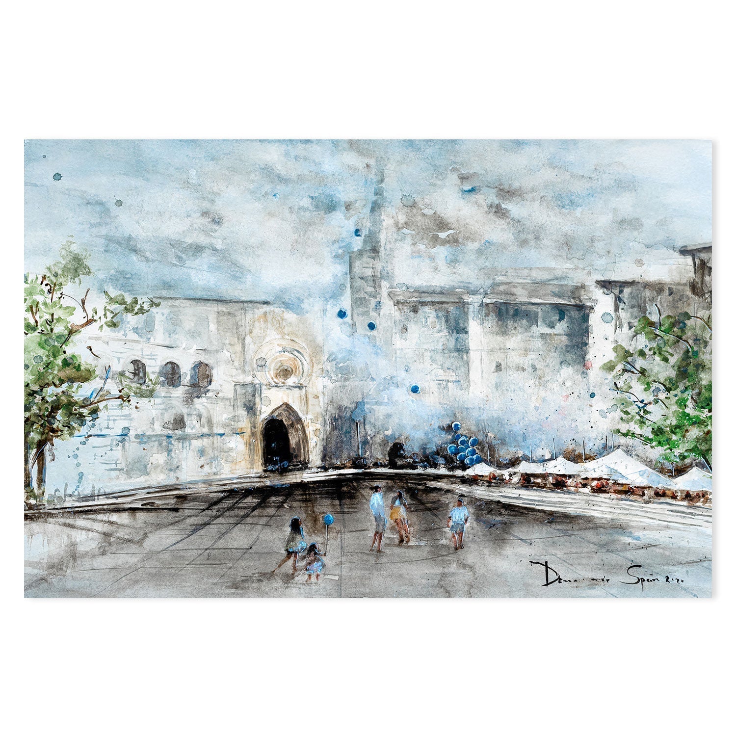 Valencia Church , By Lilou Online Fine Arts|Canvas Print Poster Wall